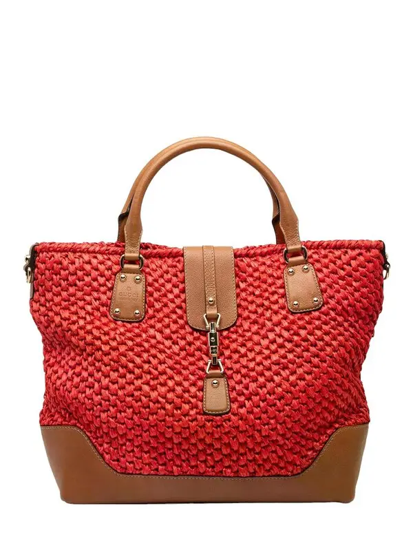Gucci Wicker Santa Monica Tote Satchel - Red