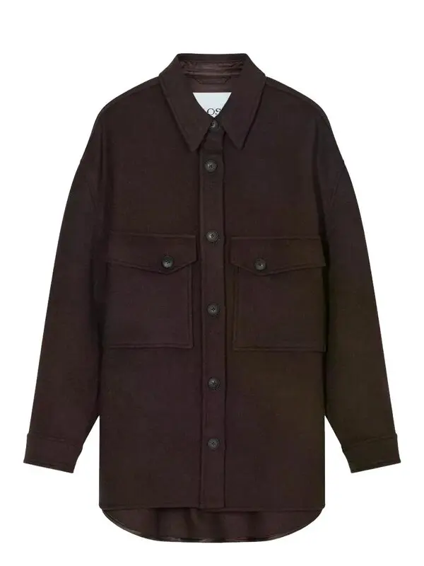 Closed Oversized Button-up Jacket - Brown