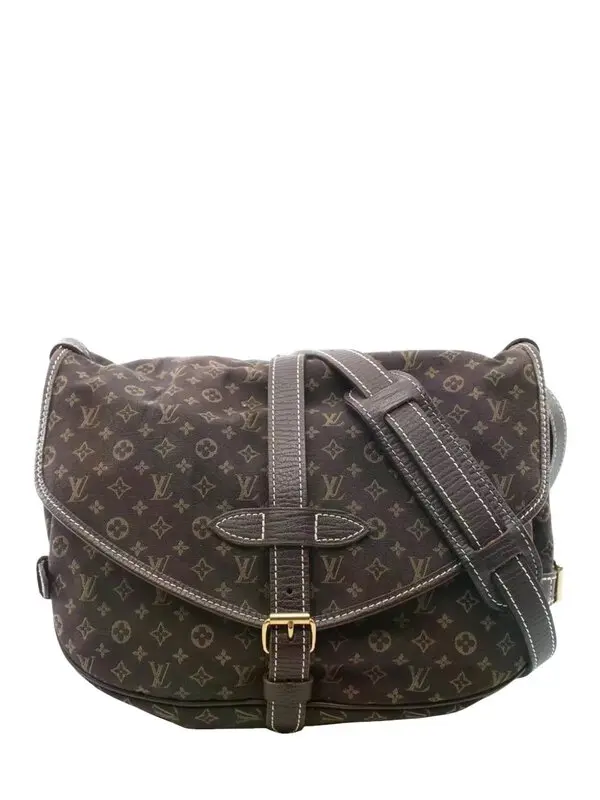 LOUIS VUITTON Monogram Mini Lin Saumur 30 Crossbody Bag - Brown