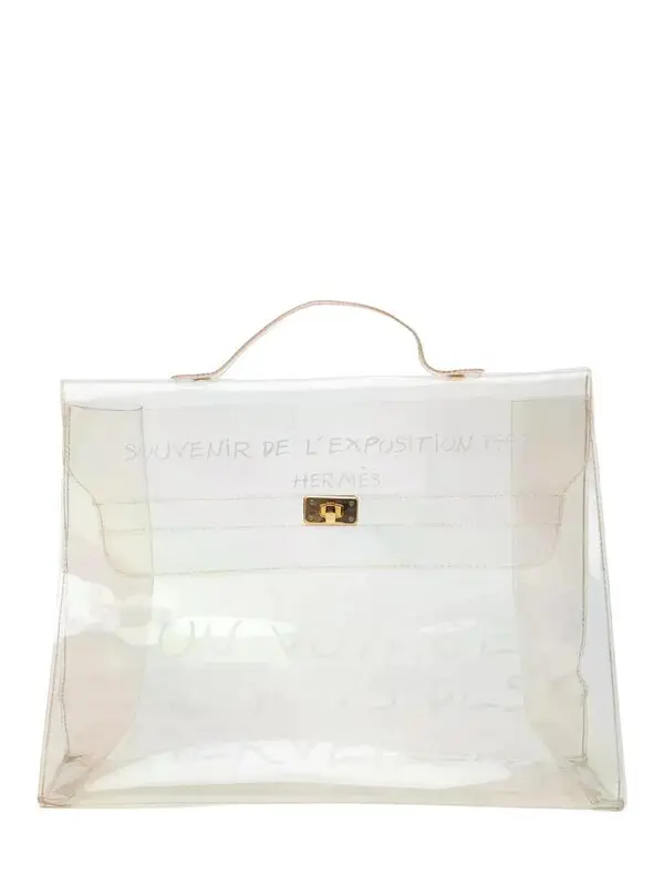 Hermès 20th Century Vinyl Souvenir De L'exposition Kelly Handbag - White