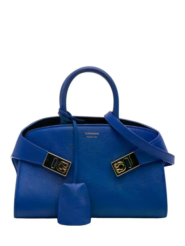FERRAGAMO Calfskin Satchel Handbag - Blue