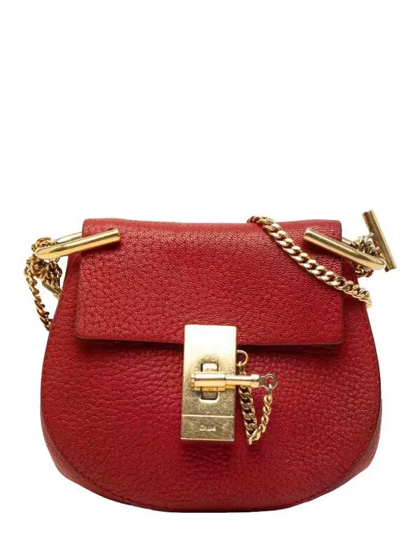 Chloé Drew Nano Grained Lambskin Crossbody Bag - Red