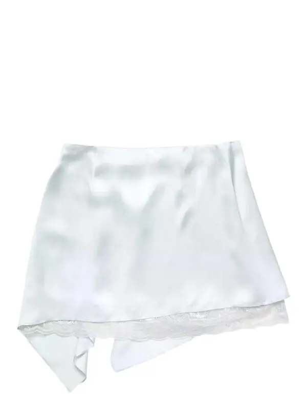 Acne Studios Ruffled Satin Skirt With Lace Underlayer - Blue