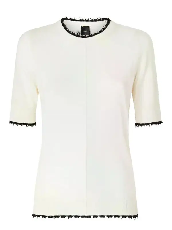 Pinko Contrast Trim Frayed Knit Top - Neutrals
