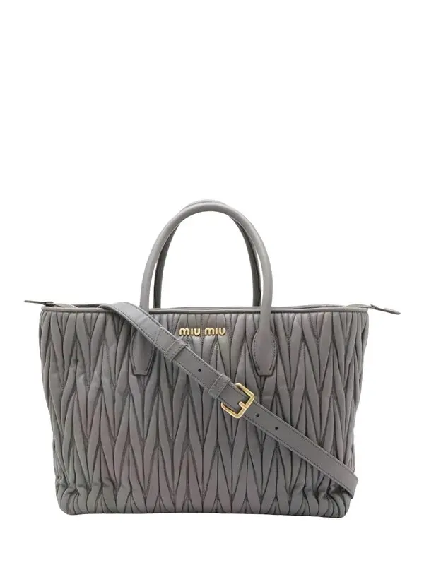 Miu Miu Matelassé Nappa Satchel Shoulder Bag - Grey