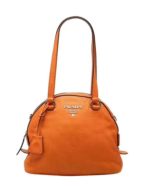 Prada Vitello Daino Dome Satchel - Orange