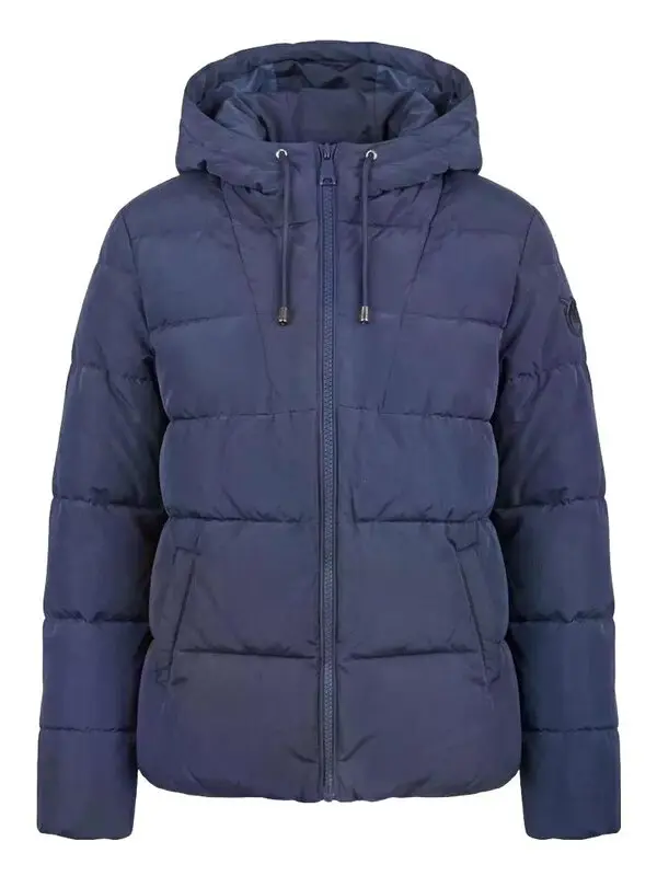 Pinko Hooded Puffer Jacket With Logo Detail - Blue