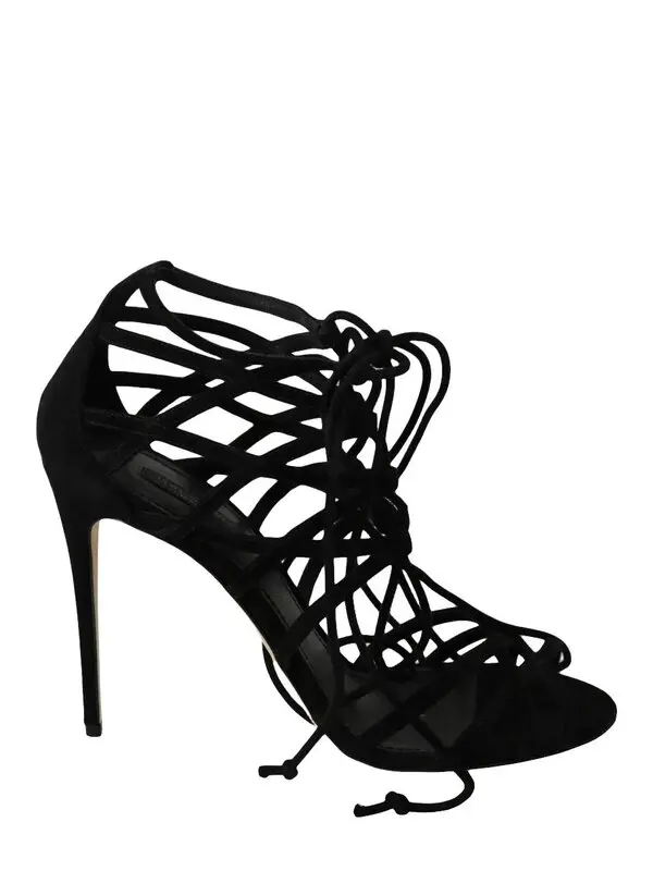 Dolce & Gabbana Suede Lace-up Stiletto Sandals - Black