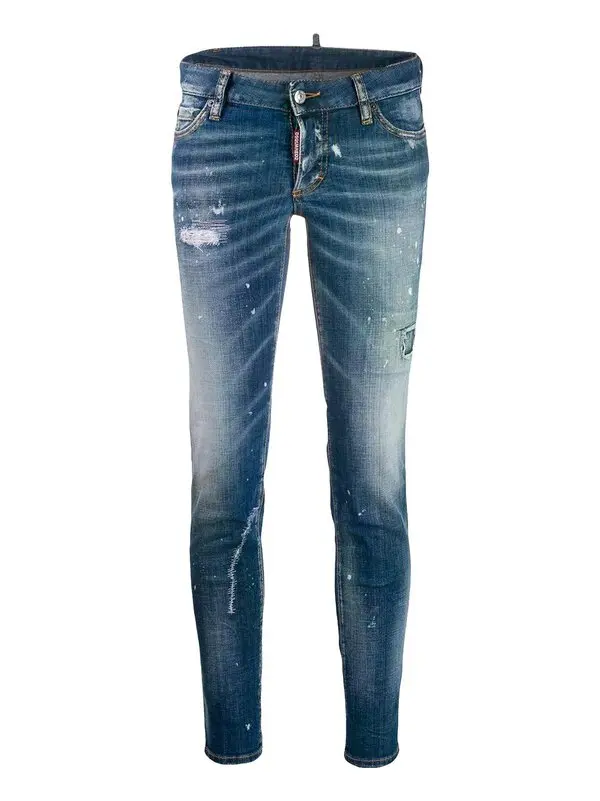Dsquared2 Paint Splattered Skinny Jeans - Blue