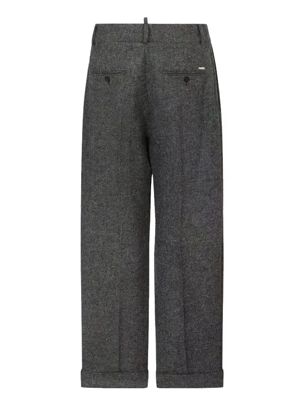 Dsquared2 Tweed Wide-leg Pleated Trousers - Grey