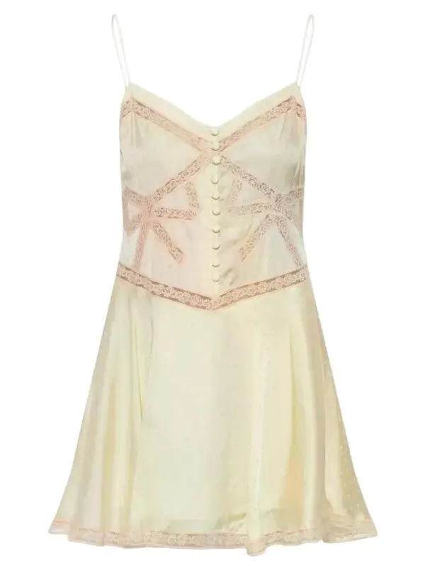 SELF-PORTRAIT Lace-trim Polka-dot Mini Dress - Yellow