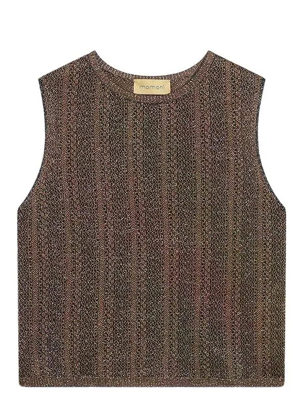 Momoni Micro-jacquard Lurex Knit Vest - Brown