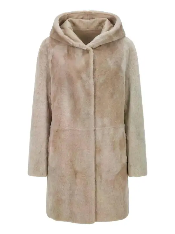 MANZONI 24 Hooded Shearling Coat - Neutrals