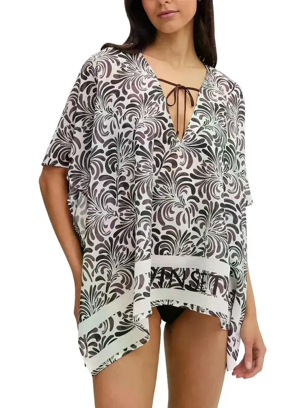TWINSET Paisley Print Tie-neck Mini Kaftan - White