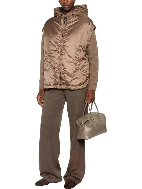 Max Mara Cambra Hooded Sleeveless Puffer Gilet - Neutrals