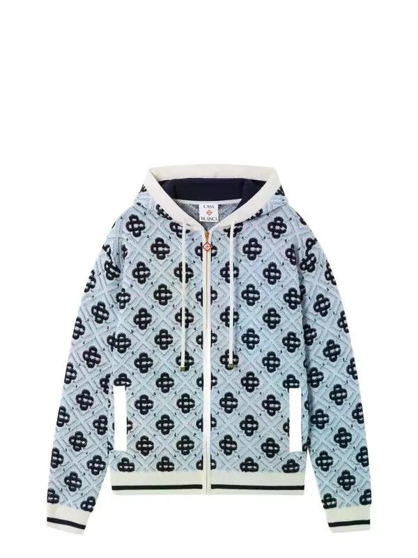Casablanca Monogram-pattern Zip-up Hoodie - Blue