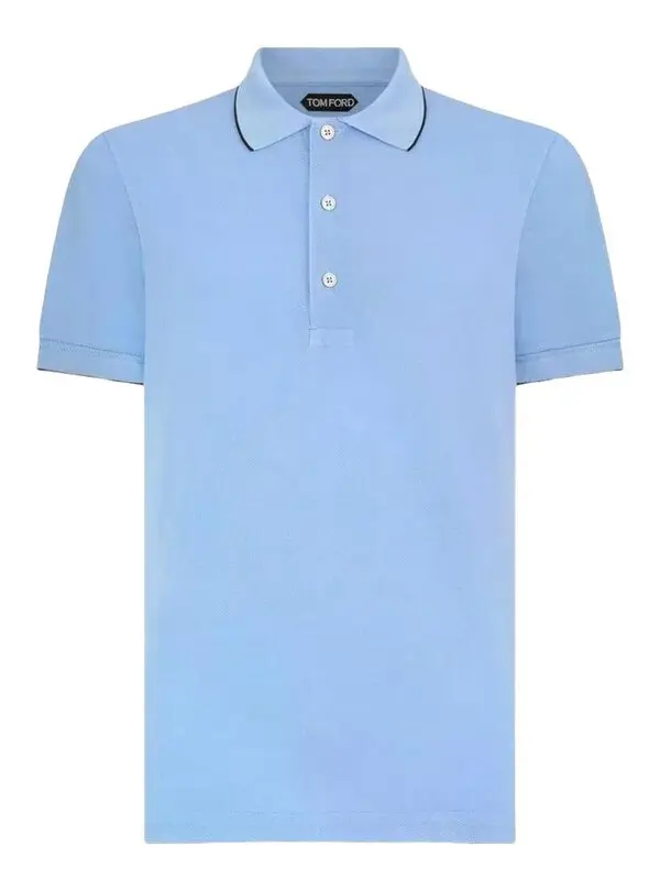 TOM FORD Contrast-trim Short-sleeve Polo Shirt - Blue