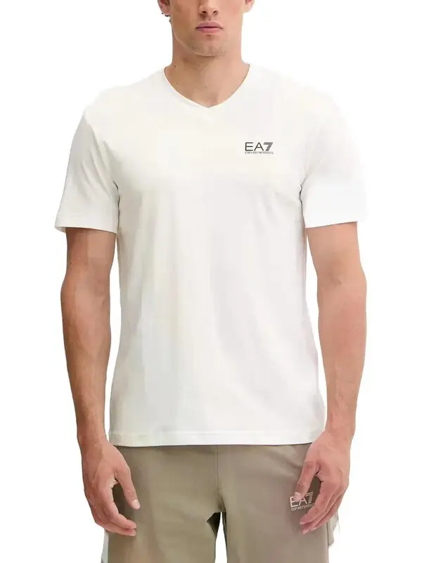 EA7 Logo-print V-neck T-shirt - Neutrals