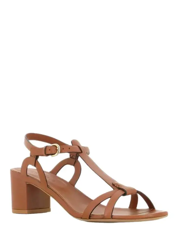 DEL CARLO Betty T-bar Sandals - Brown