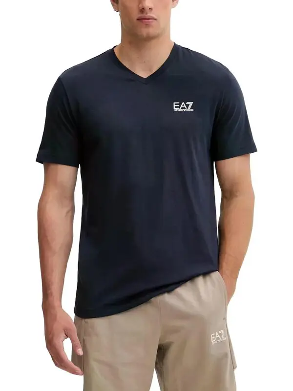 EA7 Logo-print V-neck T-shirt - Blue