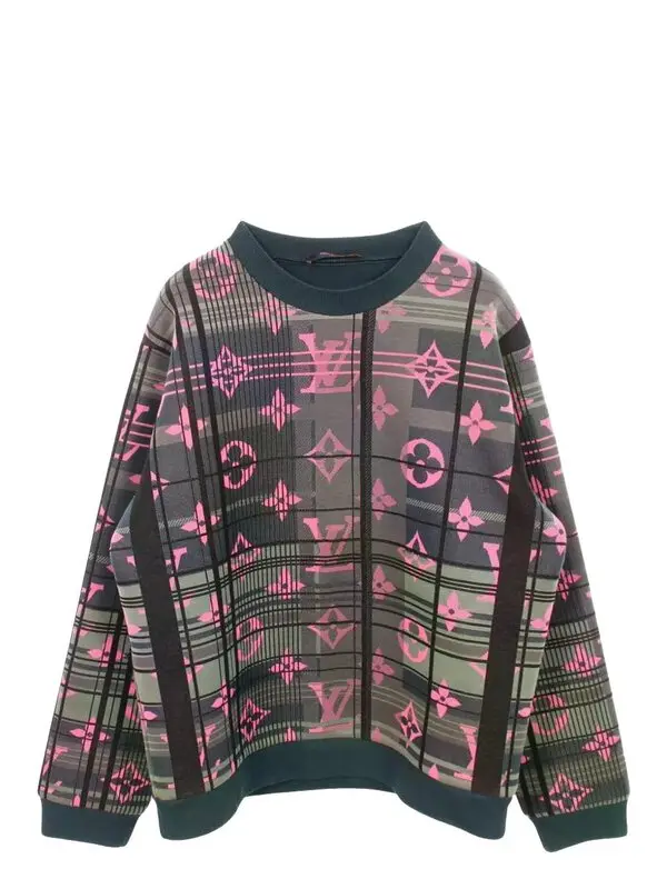 LOUIS VUITTON Monogram Jacquard Checkered Sweater - Grey