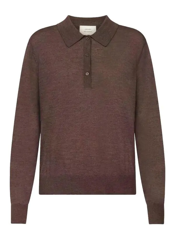 Loulou De Saison Fine-knit Long-sleeve Polo Shirt - Brown