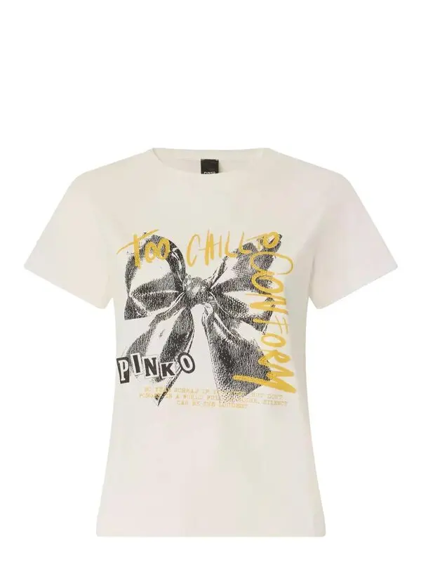 Pinko Graphic Print Cotton T-shirt - Neutrals