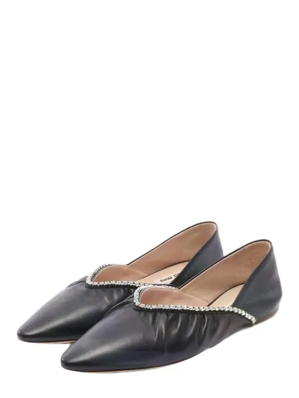 Miu Miu Rhinestone Ballet Flats - Black