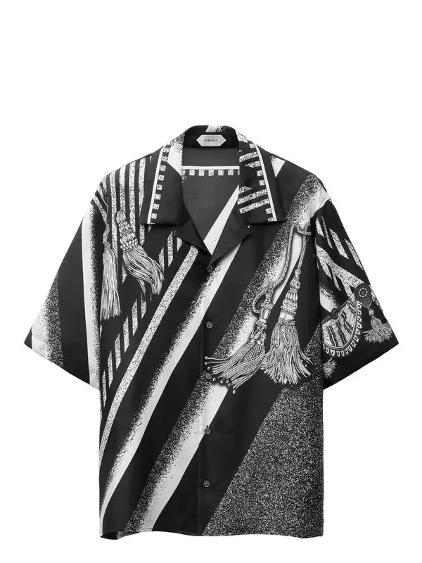 Versace Printed Silk Twill Shirt - Black