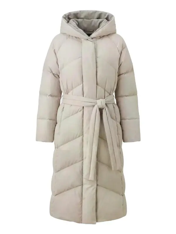 MOORER Belted Hooded Puffer Coat - Neutrals
