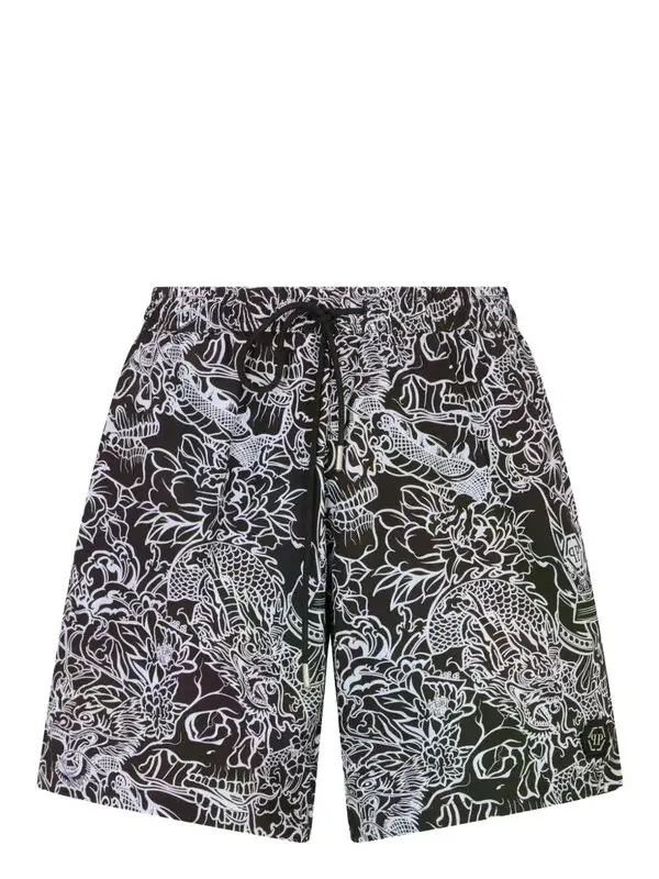 Philipp Plein Skull All-over Print Boardshorts - Black