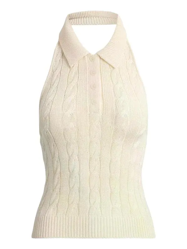 Ralph Lauren Cable-knit Halterneck Polo Vest - Neutrals