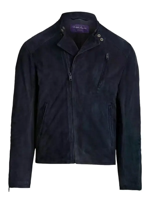 Ralph Lauren Purple Label Suede Moto Jacket - Blue