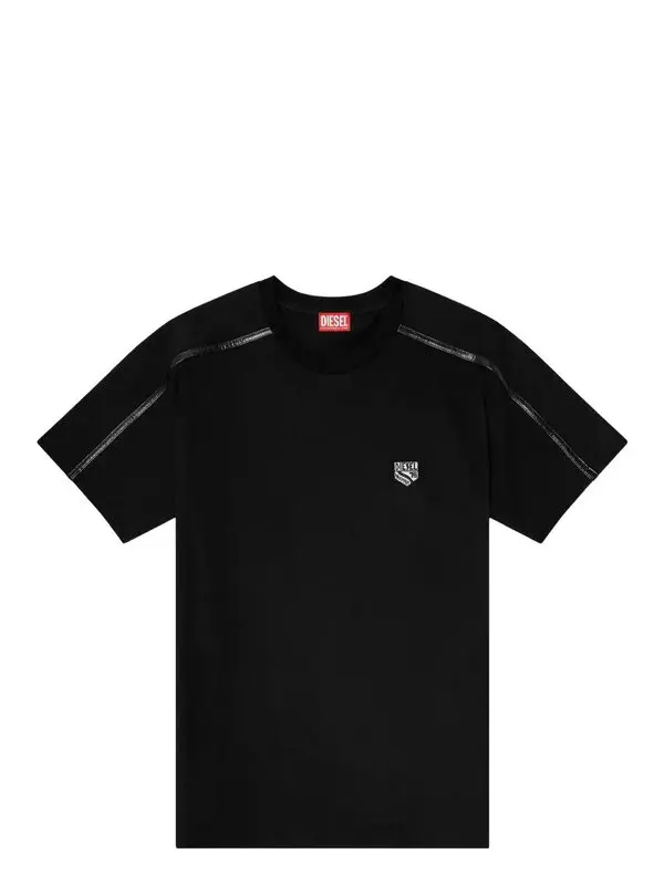 DIESEL® T-shirt With Contrast Trims And Logo Patch - Black