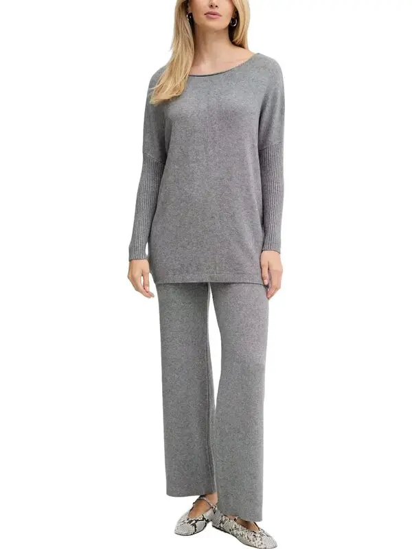 HAVEONE Ribbed-knit Trousers And Sweater Set - Grey