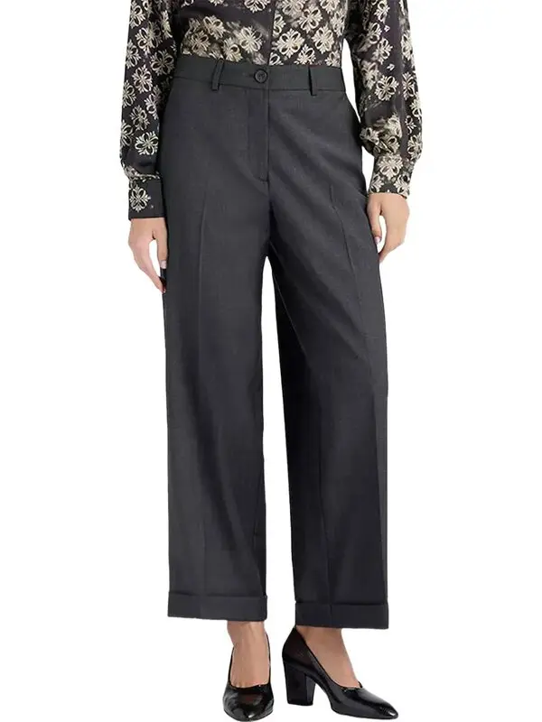 Momoni Charcoal Straight Leg Trousers - Grey