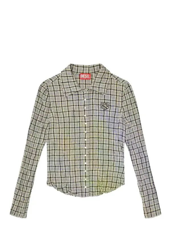 DIESEL® Seersucker Effect Check Shirt - Grey