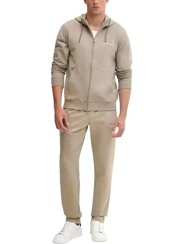EA7 Logo Print Zip-up Tracksuit - Neutrals