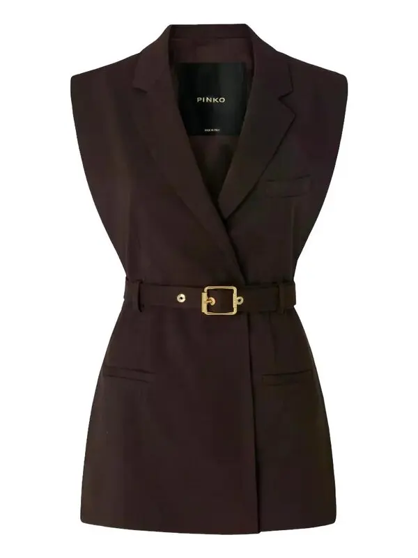 Pinko Belted Sleeveless Jacket - Brown