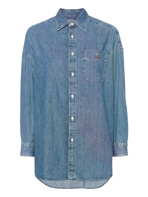 Polo Ralph Lauren Embroidered Pony Denim Shirt - Blue