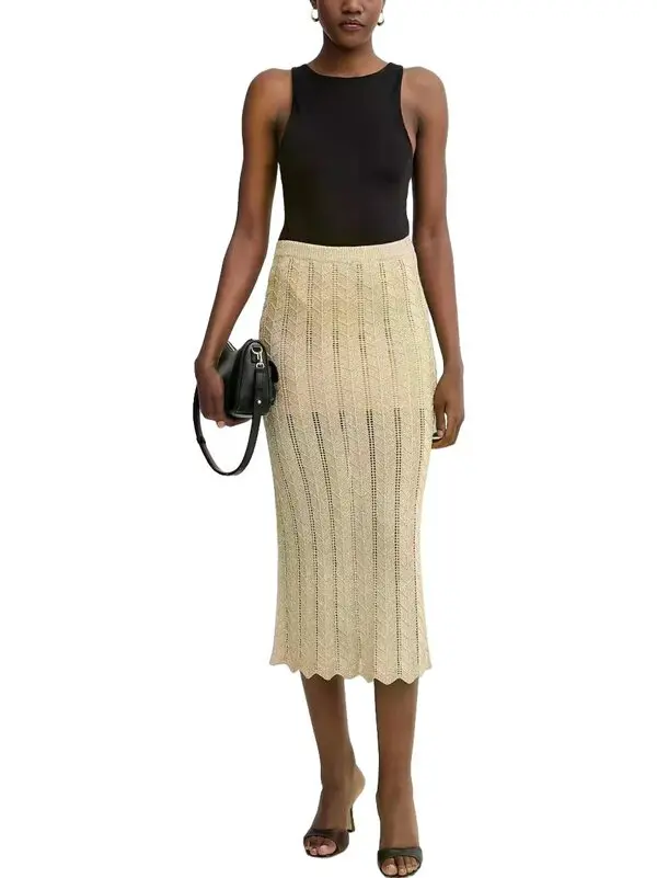 TWINSET Knit Midi Skirt With Scalloped Hem - Neutrals