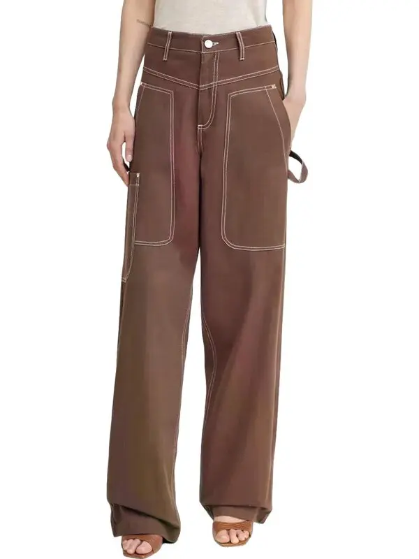 Liu Jo Contrast Stitch Carpenter Trousers - Brown