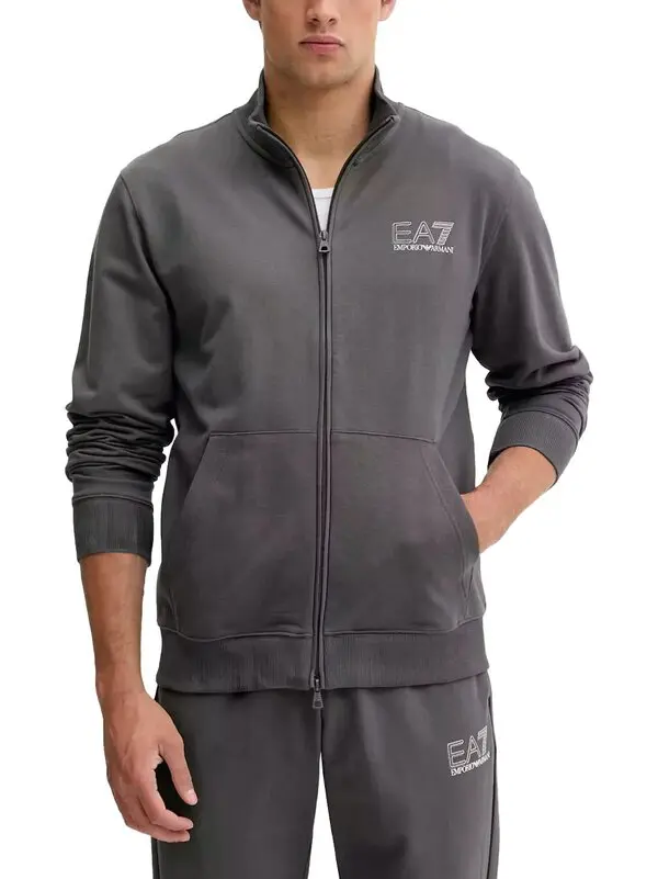 EA7 Logo-print Zip-up Tracksuit - Grey