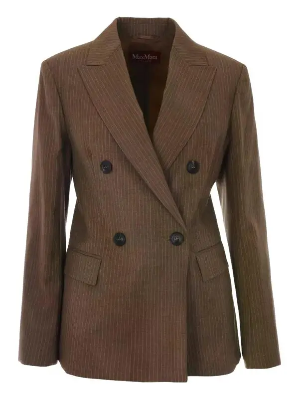 Max Mara Pinstripe Double-breasted Blazer - Brown