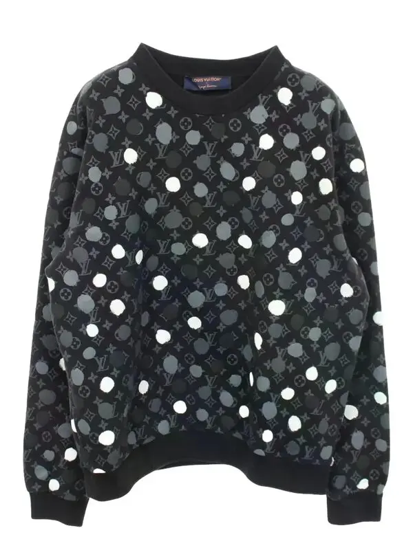 LOUIS VUITTON Monogram Dot Print Crew Neck Sweater - Black