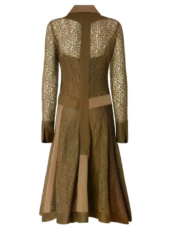 Pinko Lace-panelled Midi Shirt Dress - Green