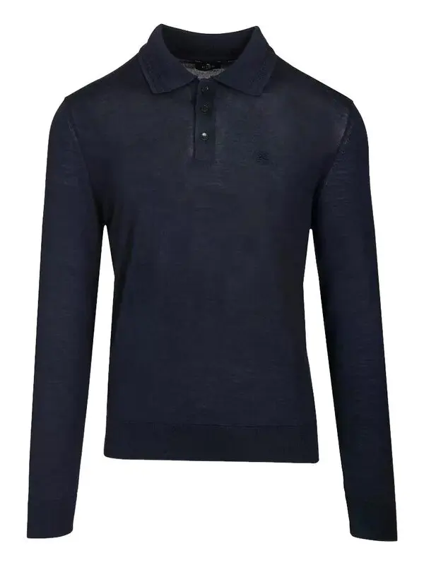 Etro Fuji Long-sleeve Polo-collar Sweater - Blue