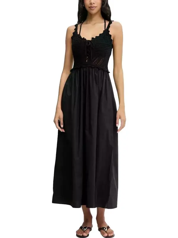 Liu Jo Crochet-knit Lace-up Midi Dress - Black