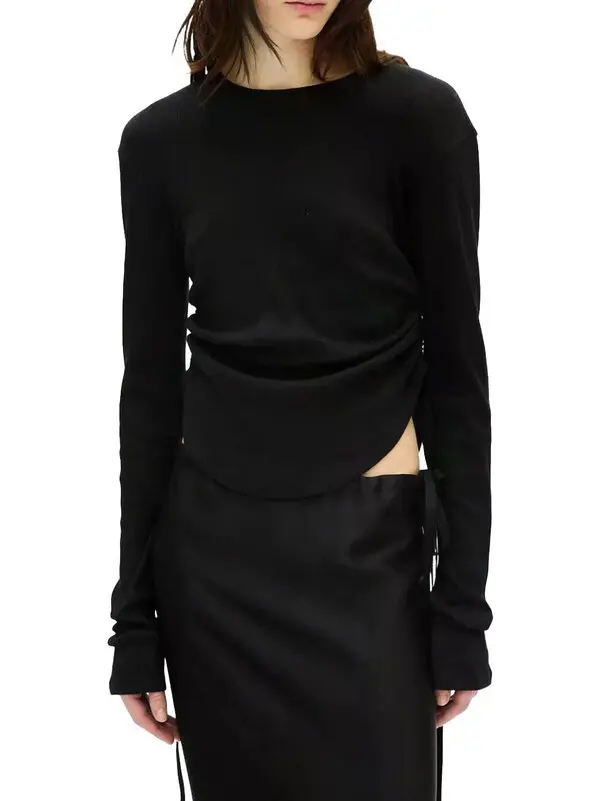 ANN DEMEULEMEESTER Ruched Long Sleeve T-shirt - Black