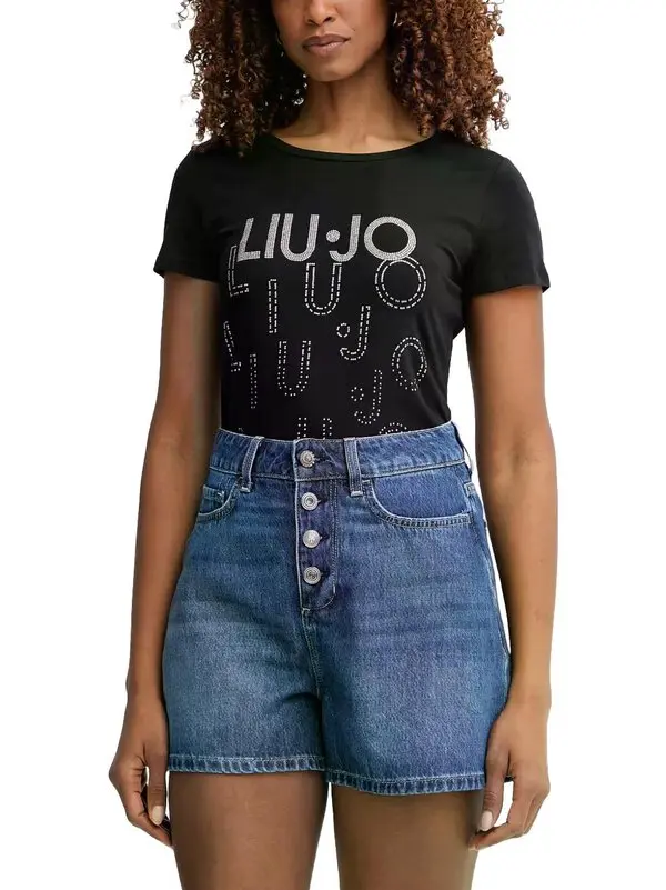 Liu Jo Rhinestone Logo T-shirt - Black